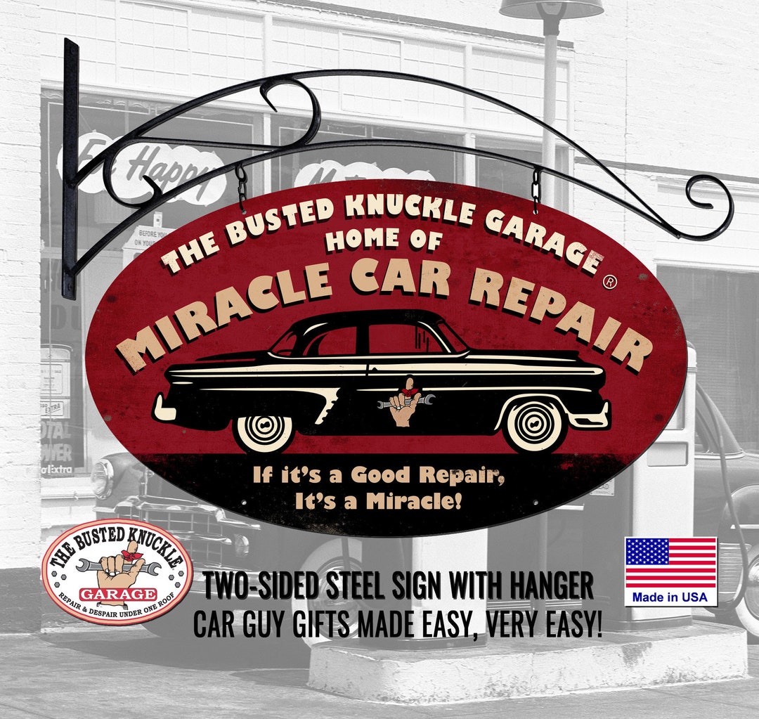 Gift for Auto Mechanic Carguy Two-sided Hanging CAR REPAIR Garage Sign ...