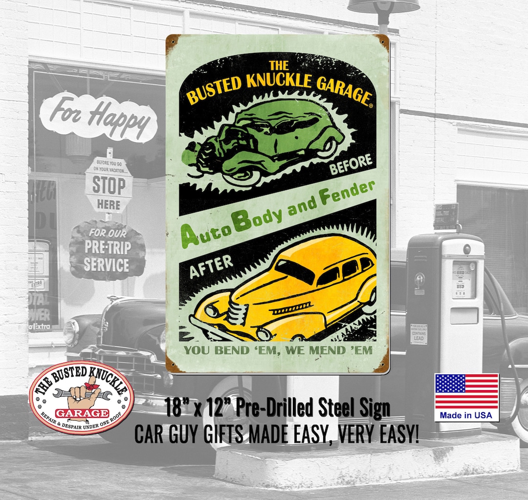 Auto Body Shop Sign: Busted Knuckle Garage, Car Guy Gift - Etsy