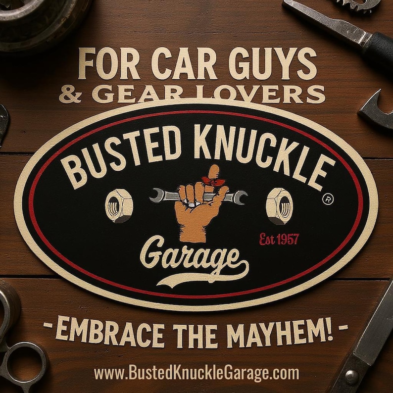 Busted Knuckle Garage Carguy Mechanic Car Lover Vintage Cotton Khaki ...