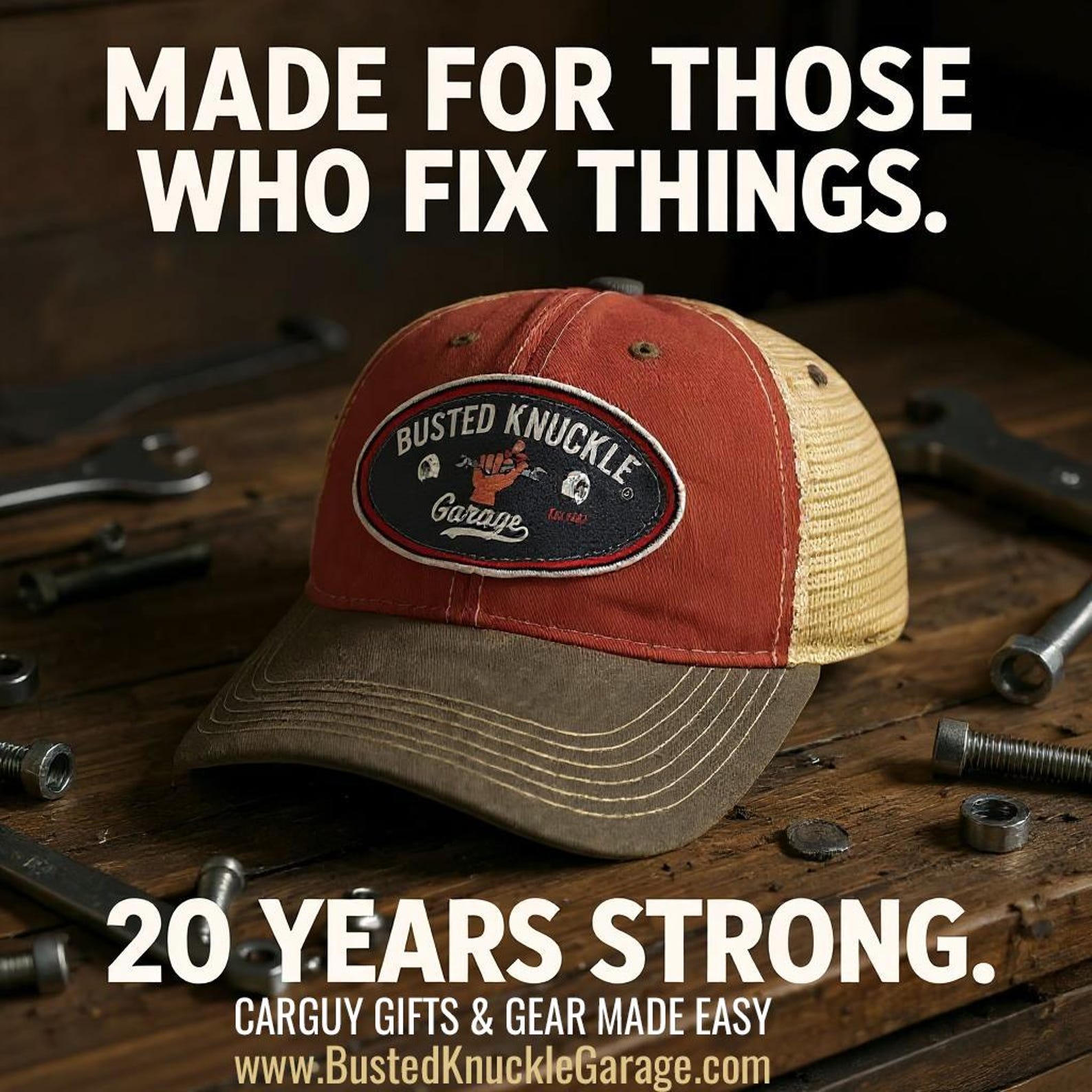 Busted Knuckle Garage Carguy Mechanic Car Lover Vintage Cotton Trucker ...