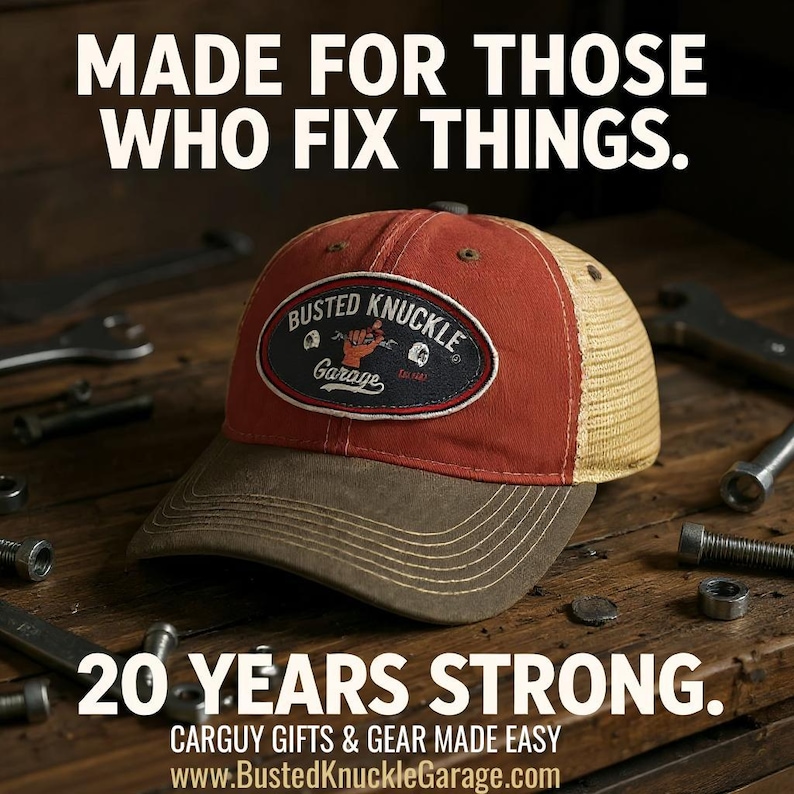 Busted Knuckle Garage Carguy Mechanic Car Lover Vintage Cotton Trucker ...