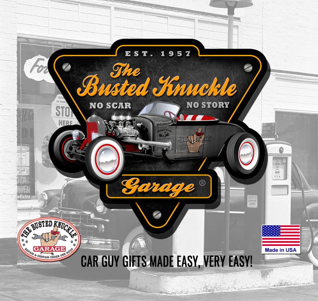 Busted Knuckle Garage Sign: Hot Rod Metal Wall Art - Etsy