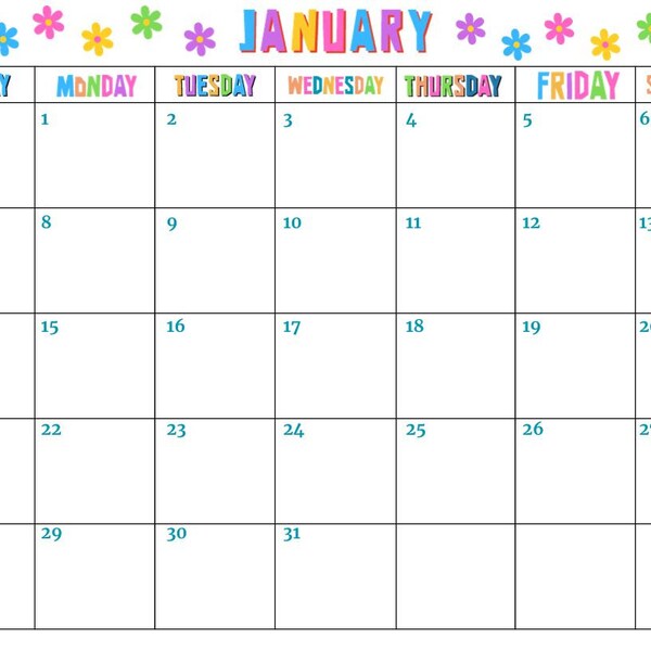 Colorful Calendar - Etsy