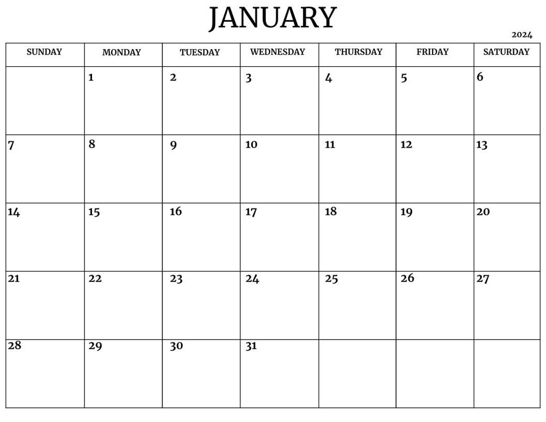 2024 12 Month Digital Calendar Template blank - Etsy Australia
