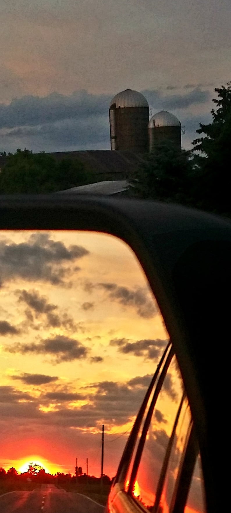 Looking Back, Rearview Mirror Photo, Sunset Photo, Farm Photo, Sunset ...