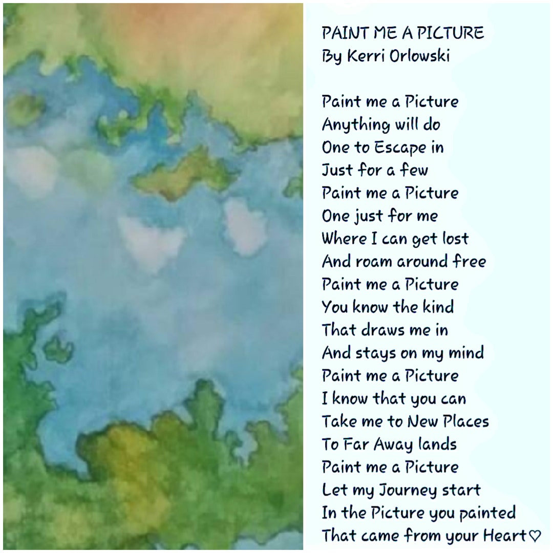 Paint Me A Picture, Poem, Water Color Art With Poem, Digital Print ...
