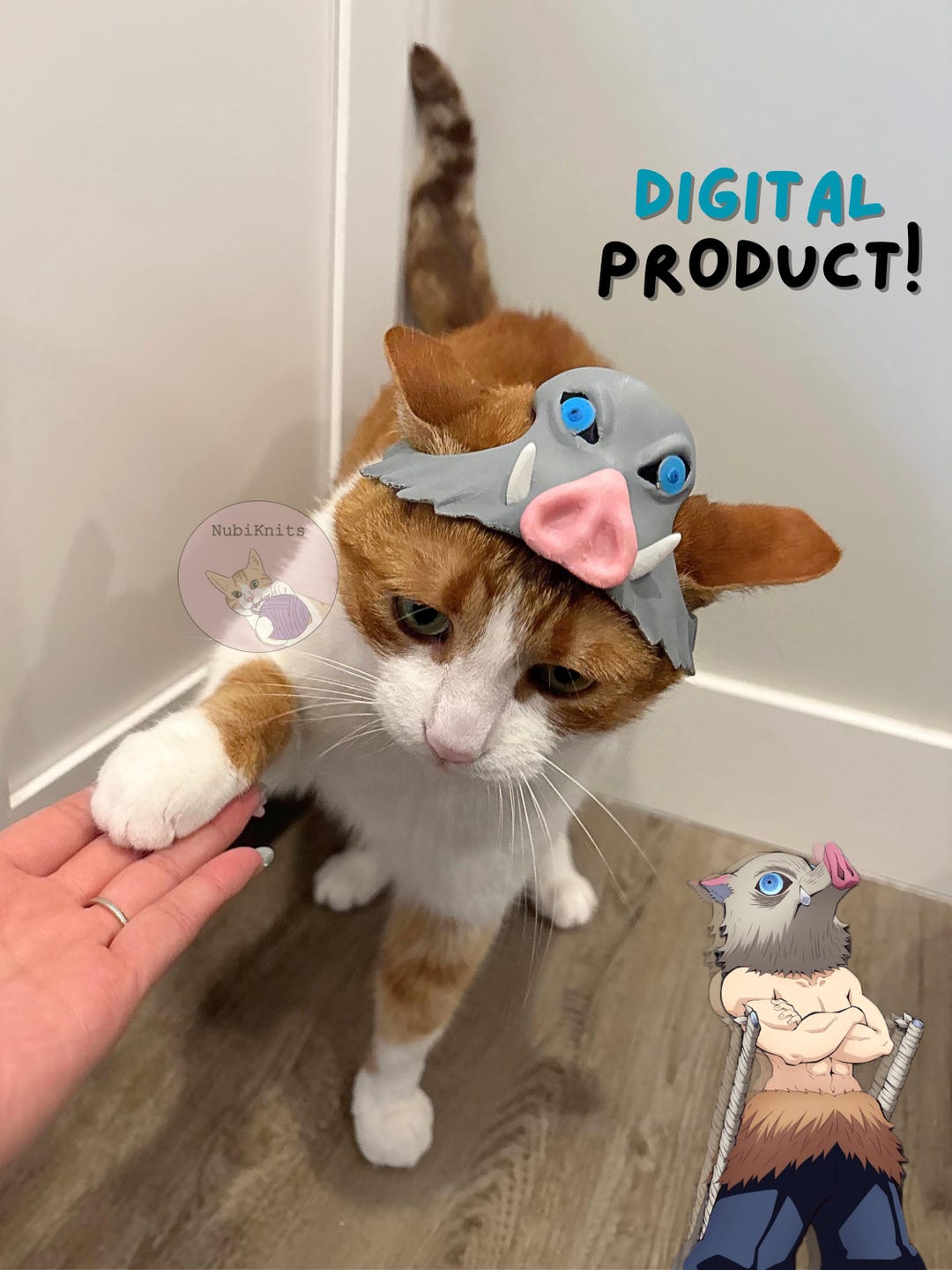 STL FILE: Inosuke Cat Hat - Demon Slayer Costume, Funny Pet Hat for ...