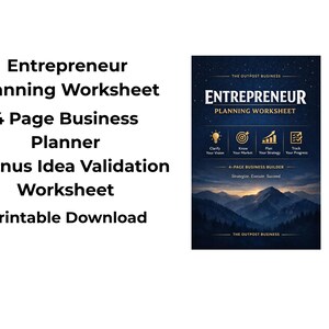 Entrepreneur Planning Worksheet | 4 Page Business Planner + Bonus Idea ...