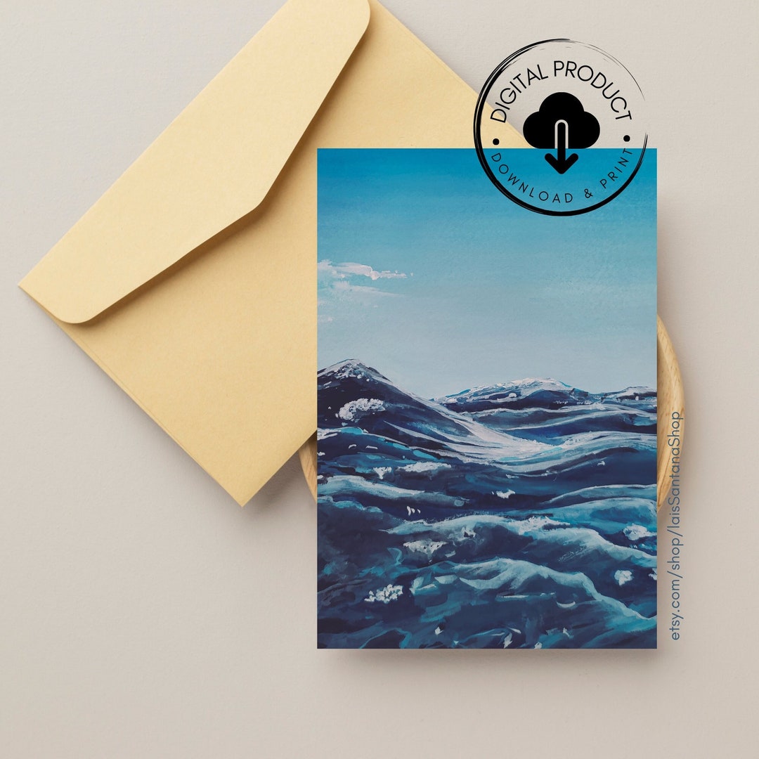 Ocean Greeting Card, Printable Card, Sea, Digital Transfer, Paint ...