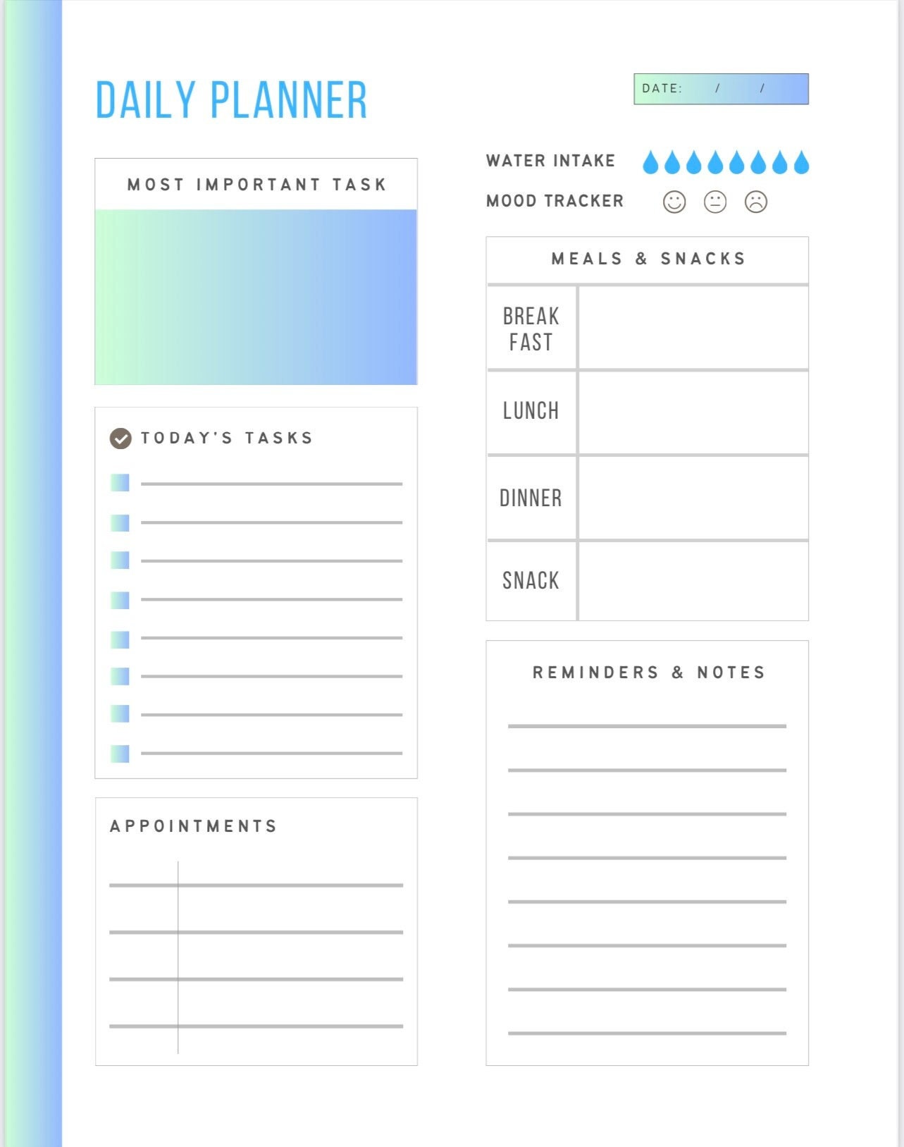 Daily Planner (fillable) - Etsy