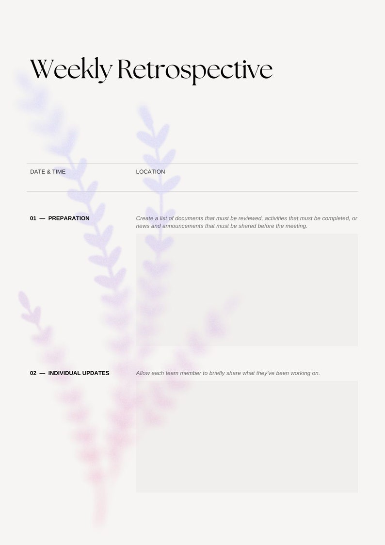 Weekly Retrospective Worksheet (fillable) - Etsy