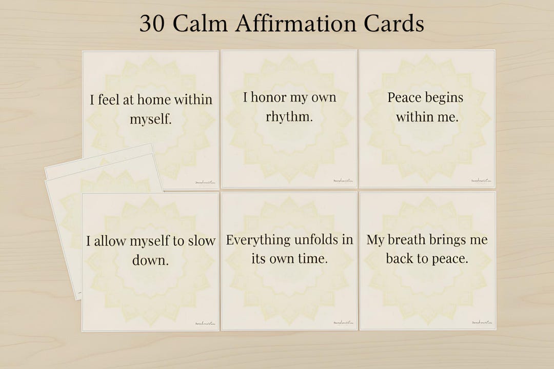 Calm Affirmation Cards Printable | 30 Mindful Affirmations | 5x5 Inches ...