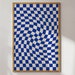 Retro Checkered Print Retro Wall Decor Blue Digital - Etsy