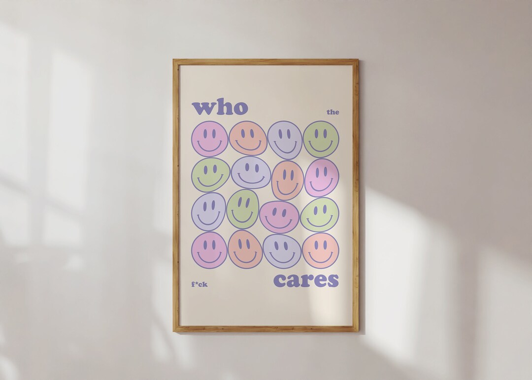 Smiley Face Print, Trendy Smiley Face Art, Trippy Wall Decor, Smiley ...