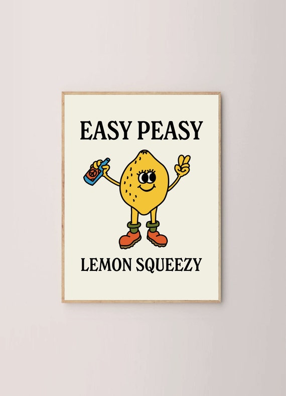Digital Prints Download Trendy Retro Easy Peasy Lemon Squeeze - Etsy