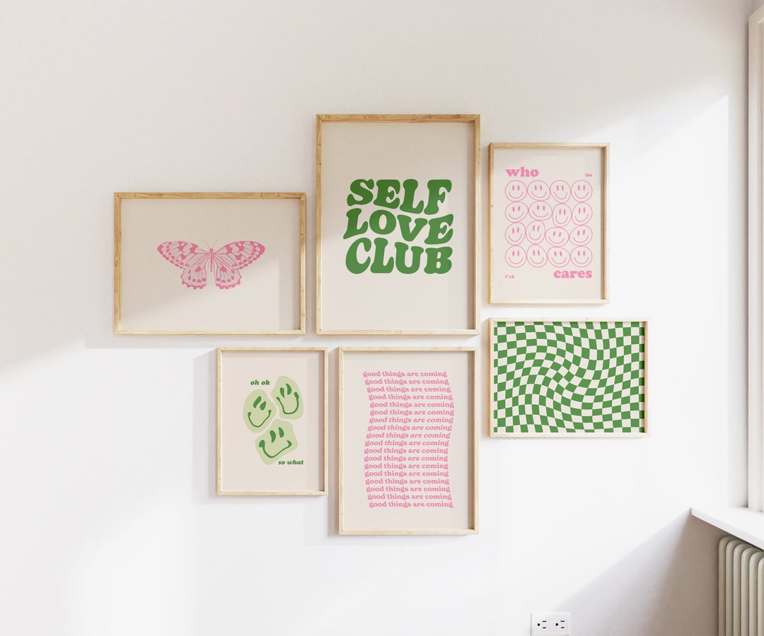 Trendy Wall Collage Kit, Maximalist Wall Art Set, Sage Green Pastel ...