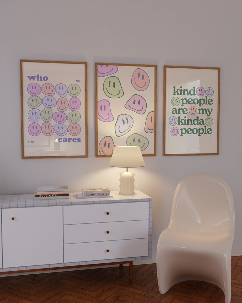 Smiley Face Print Trendy Smiley Face Art Trippy Wall Decor - Etsy