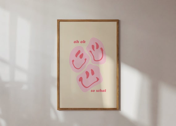 Pink Melted Smiley Face Print Trendy Smiley Face Art Trippy - Etsy