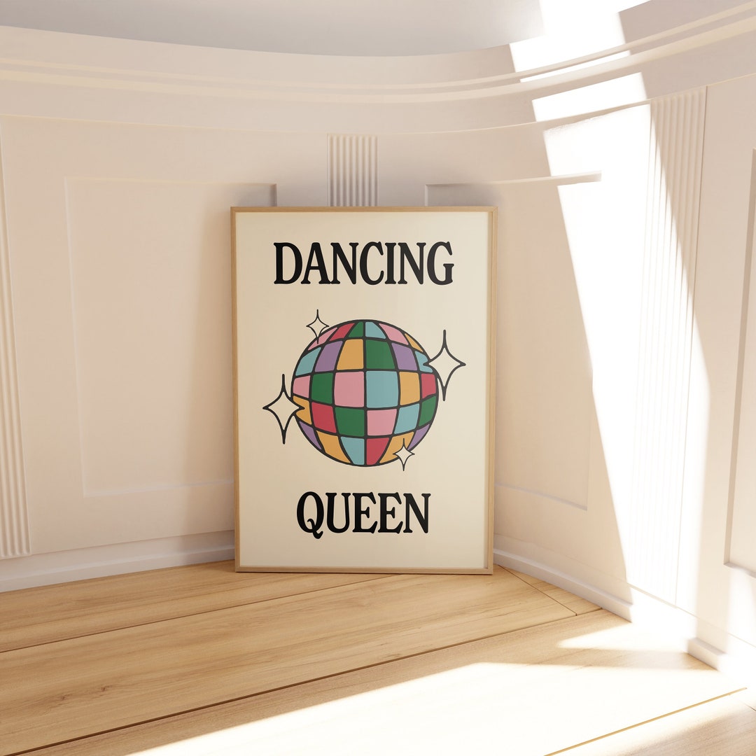 Dancing Queen Poster, Disco Print, Vintage Disco Ball Poster, Aesthetic Wall Art Print ...