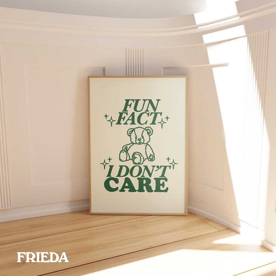 Quote Poster Fun Fact I Don't Care Poster • Room Decor Aesthetic Wall ...