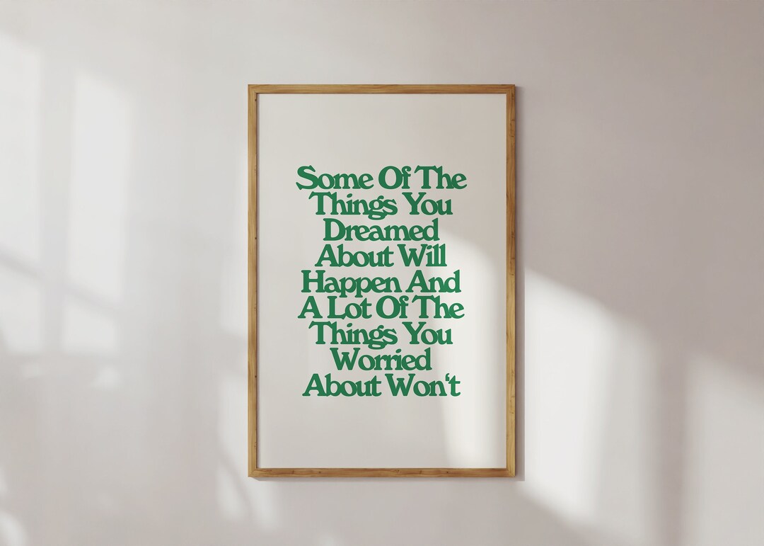 Bedroom Wall Decor, Green Retro Poster, Retro Quote Print, Dorm Room ...
