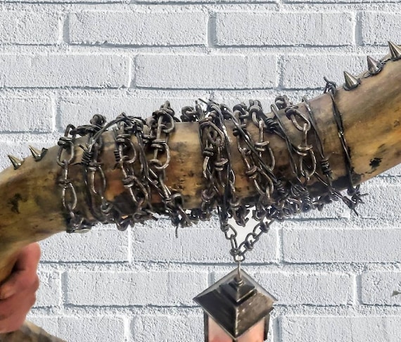 Cedarwood Gothic Staff With Spikes Handcrafted Barbed Wire & - Etsy