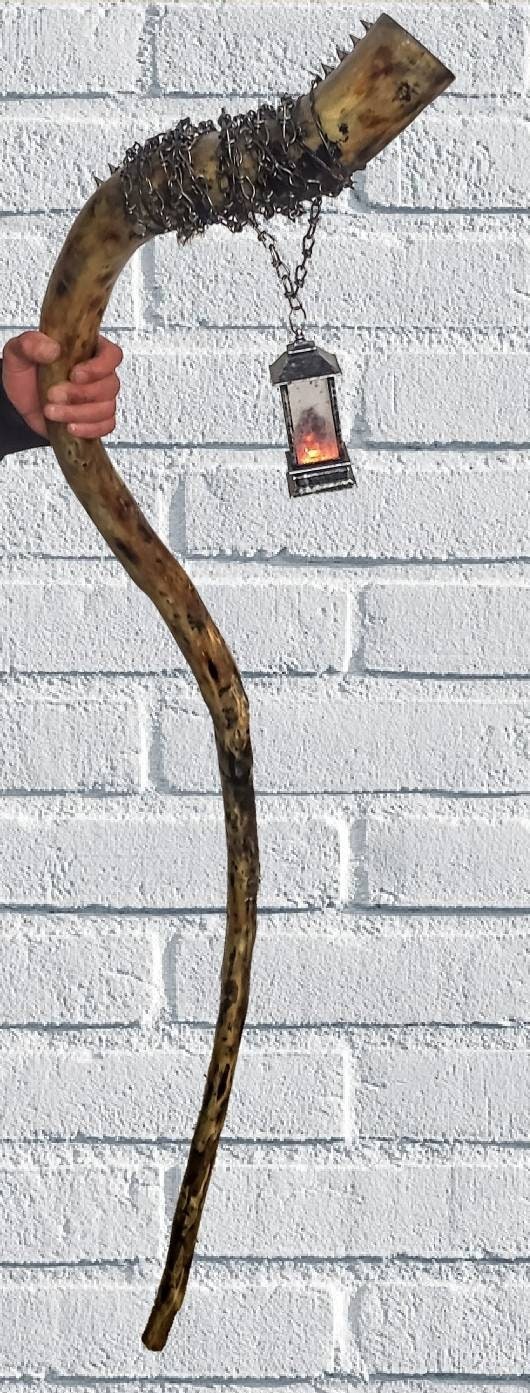Cedarwood Gothic Staff With Spikes, Handcrafted Barbed Wire & Lantern ...