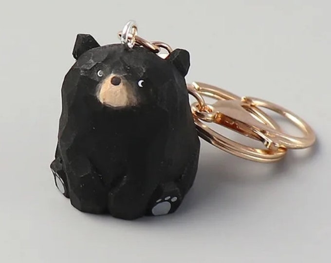 Wooden Bear Keychain - Etsy