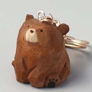 Wooden Bear Keychain - Etsy