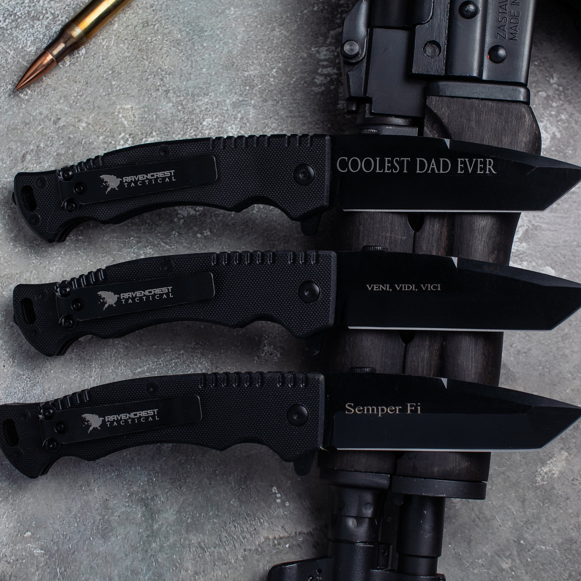 Phantom Engraved Folding Knife Custom Pocket Knife for Police Officer ...