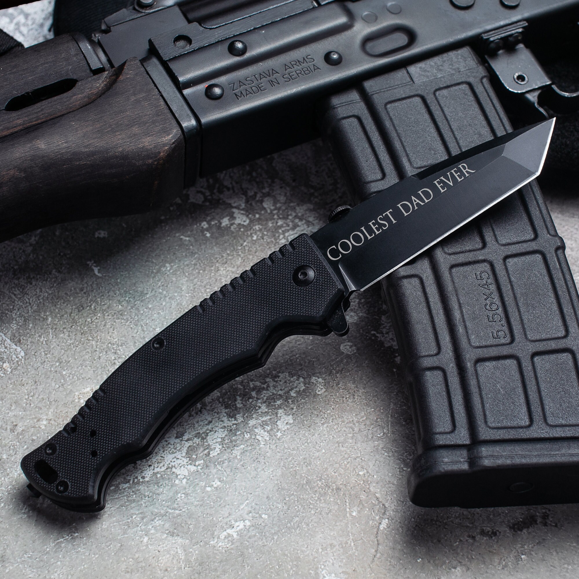 Phantom Engraved Folding Knife Custom Pocket Knife for Police Officer ...