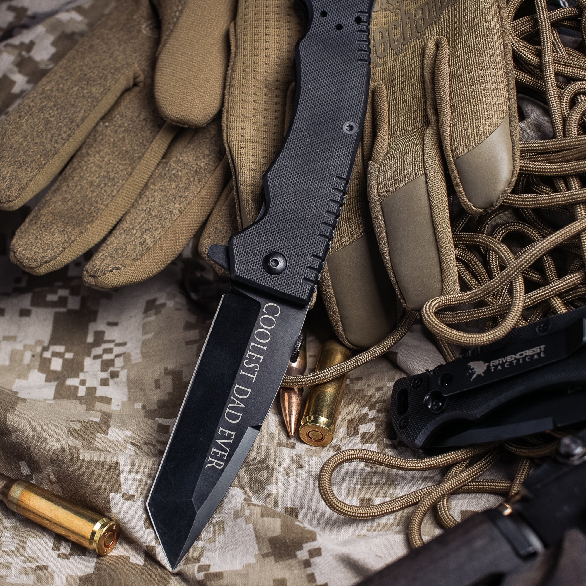 Phantom Engraved Folding Knife Custom Pocket Knife for Police Officer ...