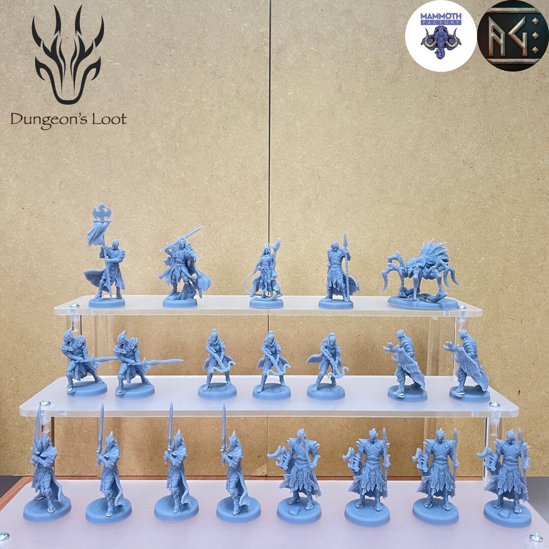 Drow Army Miniature Set Mammoth Factory Dungeons and Dragons, Dnd, Pathfinder, Warhammer 32mm 3D ...