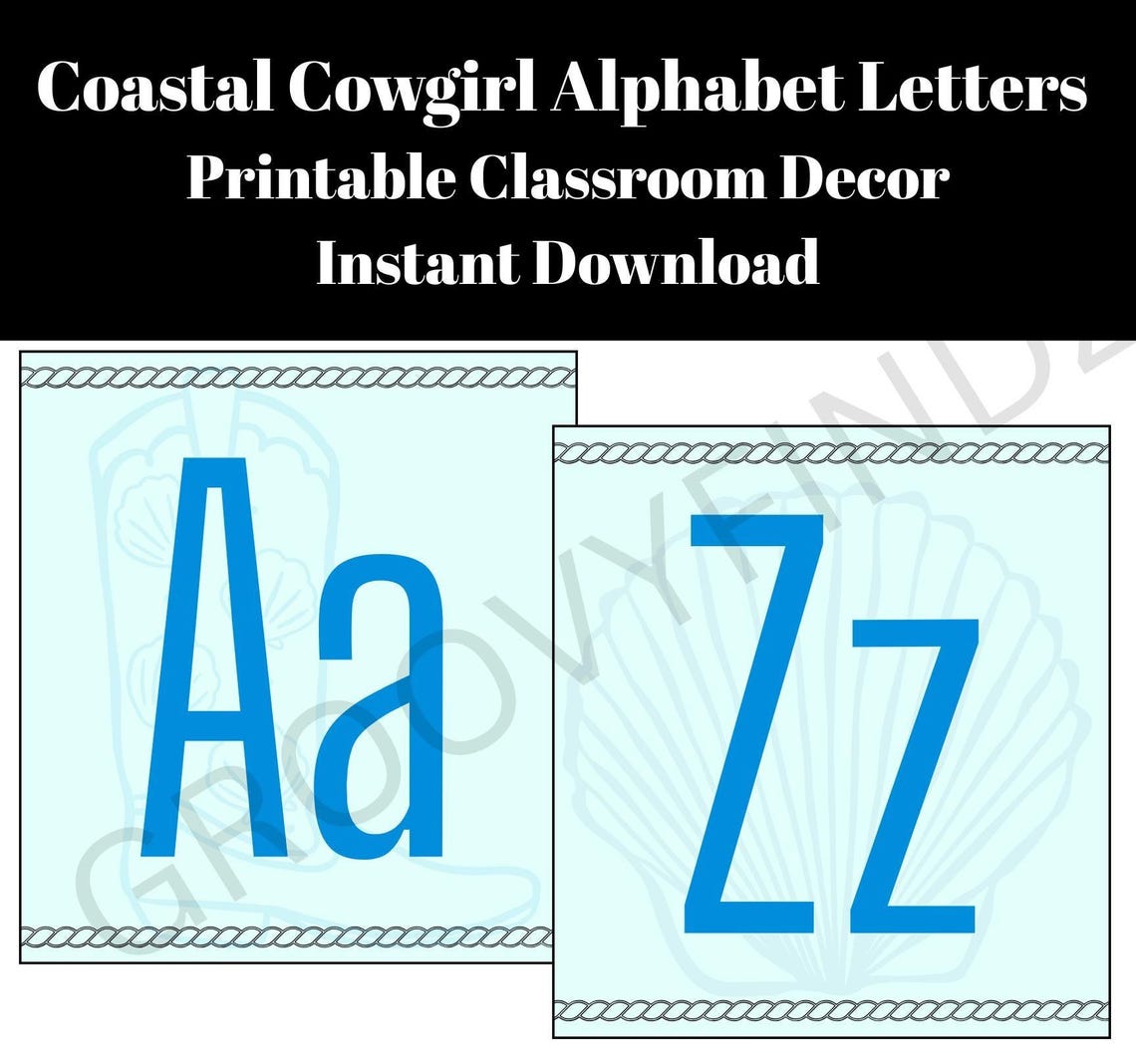 Coastal Cowgirl Alphabet Letters | Printable Classroom Decor | Western ...