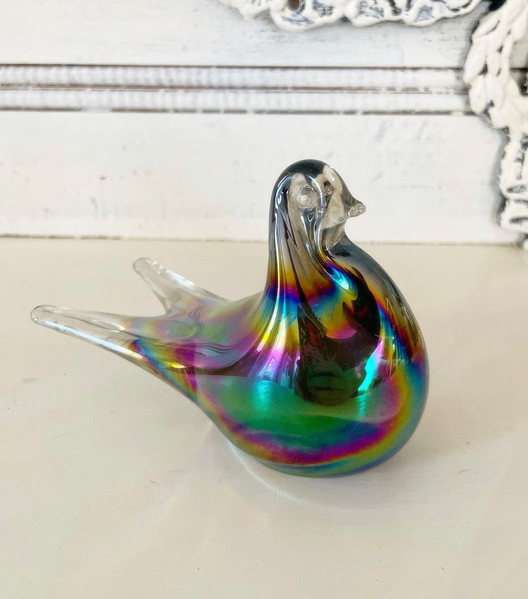 Vintage Rainbow Carnival Glass Bird Swallow Bluebird of Happiness ...