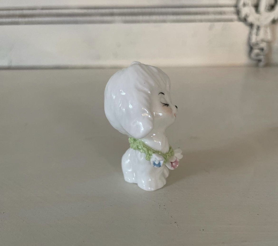 Vintage Napco Poodle Dog Bone China Porcelain Mini Figurine FREE ...