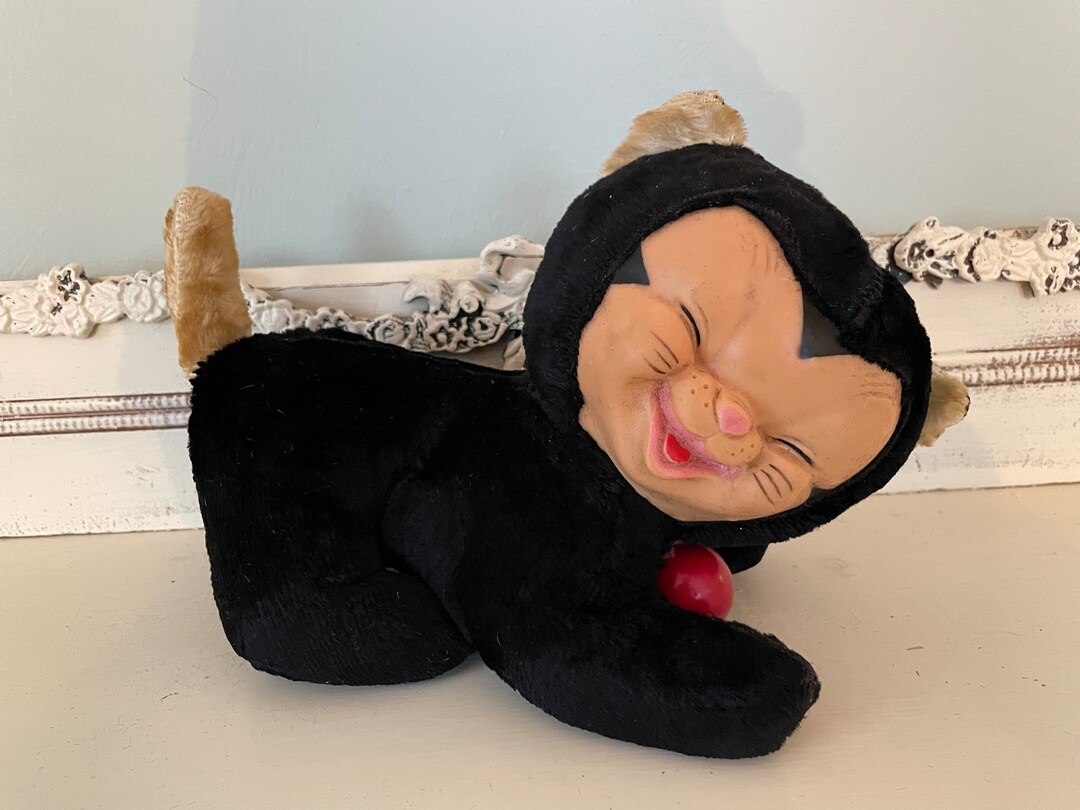 Vintage Ideal Rubber Face Kitty Cat Plush Toy Rushton RARE With Music ...