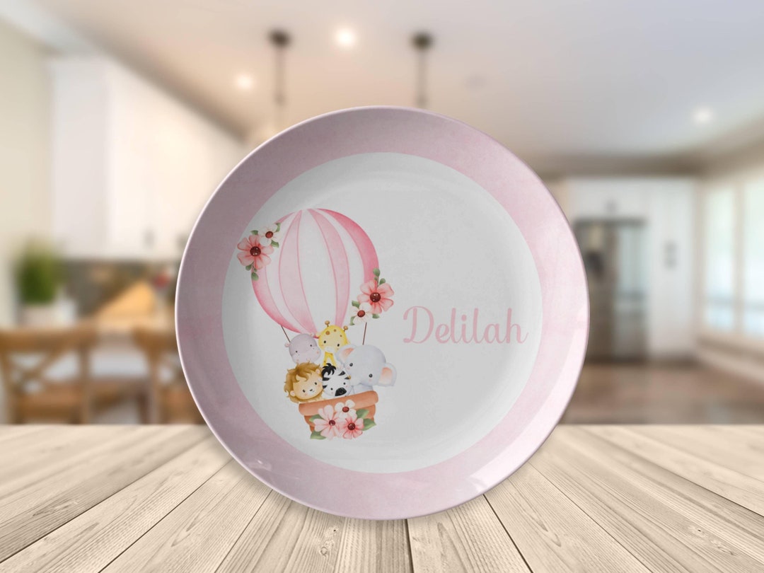 Personalized Safari Animals Plate, Custom Dinner Plate for Girls, Cute ...