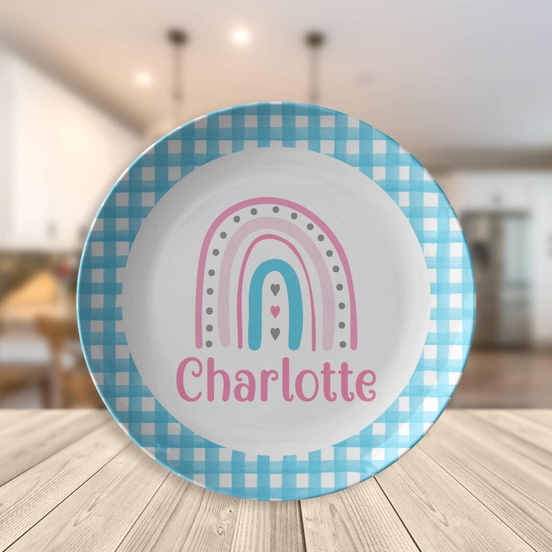Personalized Rainbow Plate With Name, Custom Dinner Plate for Girls ...