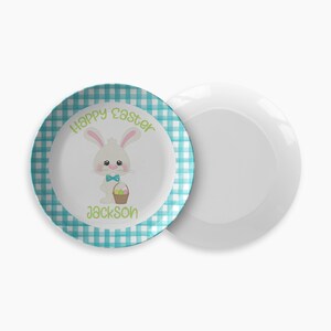 Personalized Easter Plate, Cute Easter Bunny Plate, Easter Gift, Name ...