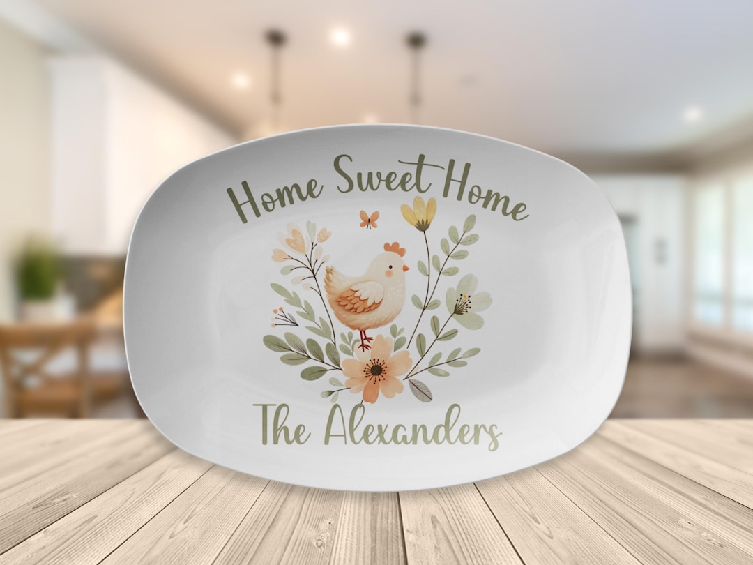 Personalized Decorative Hen Platter, Chicken Kitchen Décor, Custom ...