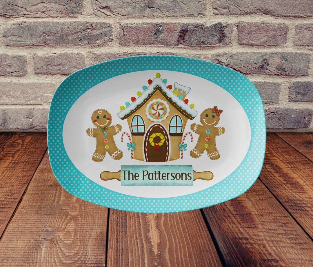 Personalized Christmas Platter, Gingerbread House Platter, Holiday ...