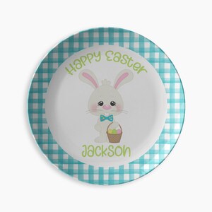 Personalized Easter Plate, Cute Easter Bunny Plate, Easter Gift, Name ...