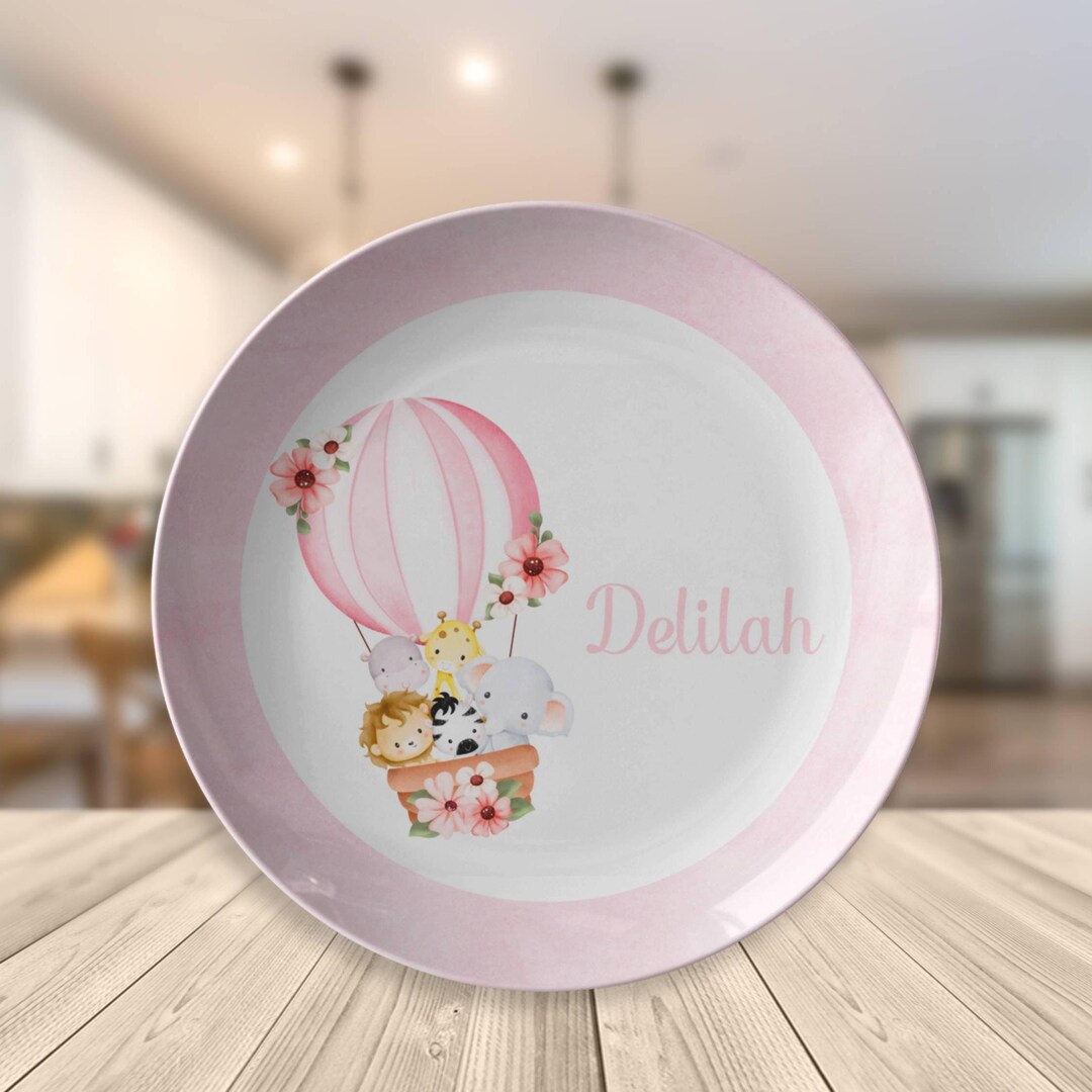 Personalized Safari Animals Plate, Custom Dinner Plate for Girls, Cute ...