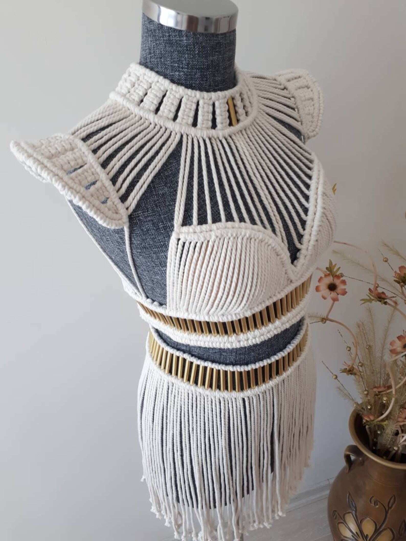 Macrame Crop Top and Skirt Set "white Rose"...festival Dress/beach ...