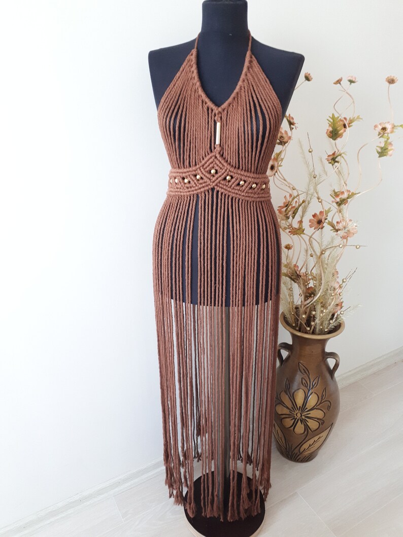 Macrame Dress "chocolate"..festival Costume/maternity Dress/boho Hippie ...