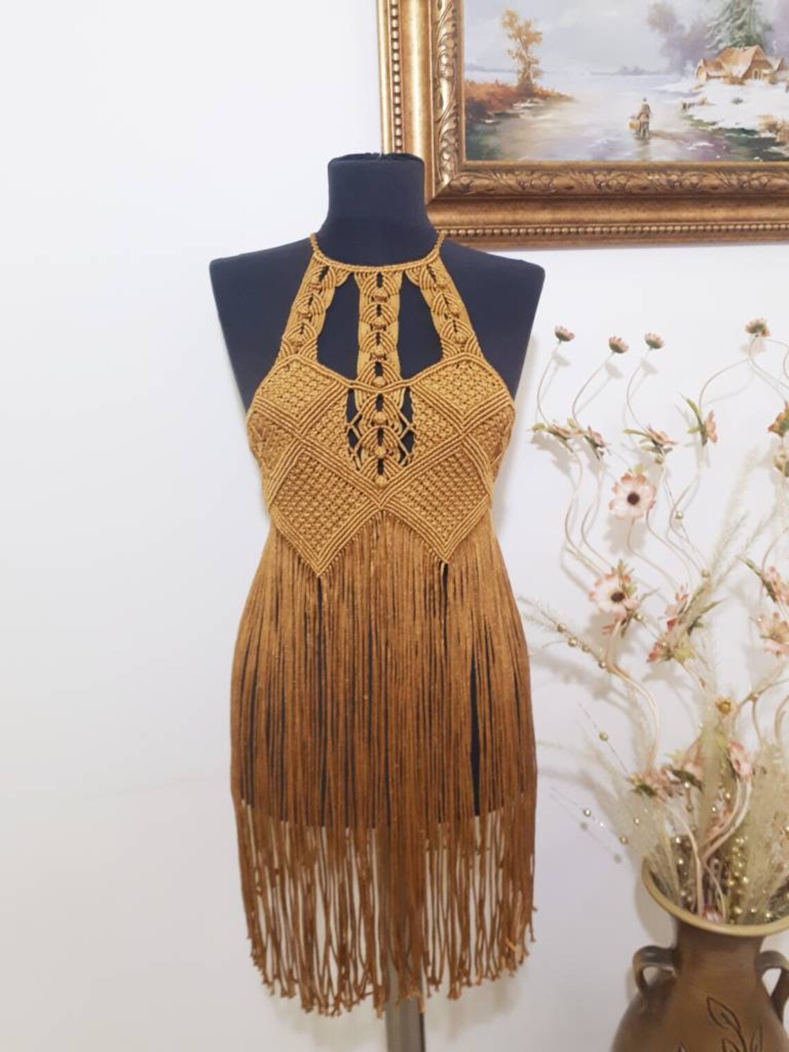Macrame Dress saffron.../ Festival Dress/festival - Etsy
