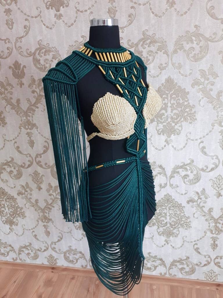 Macrame Dress "coral"...festival Dress/wedding Dress/show Dress/ Singer ...