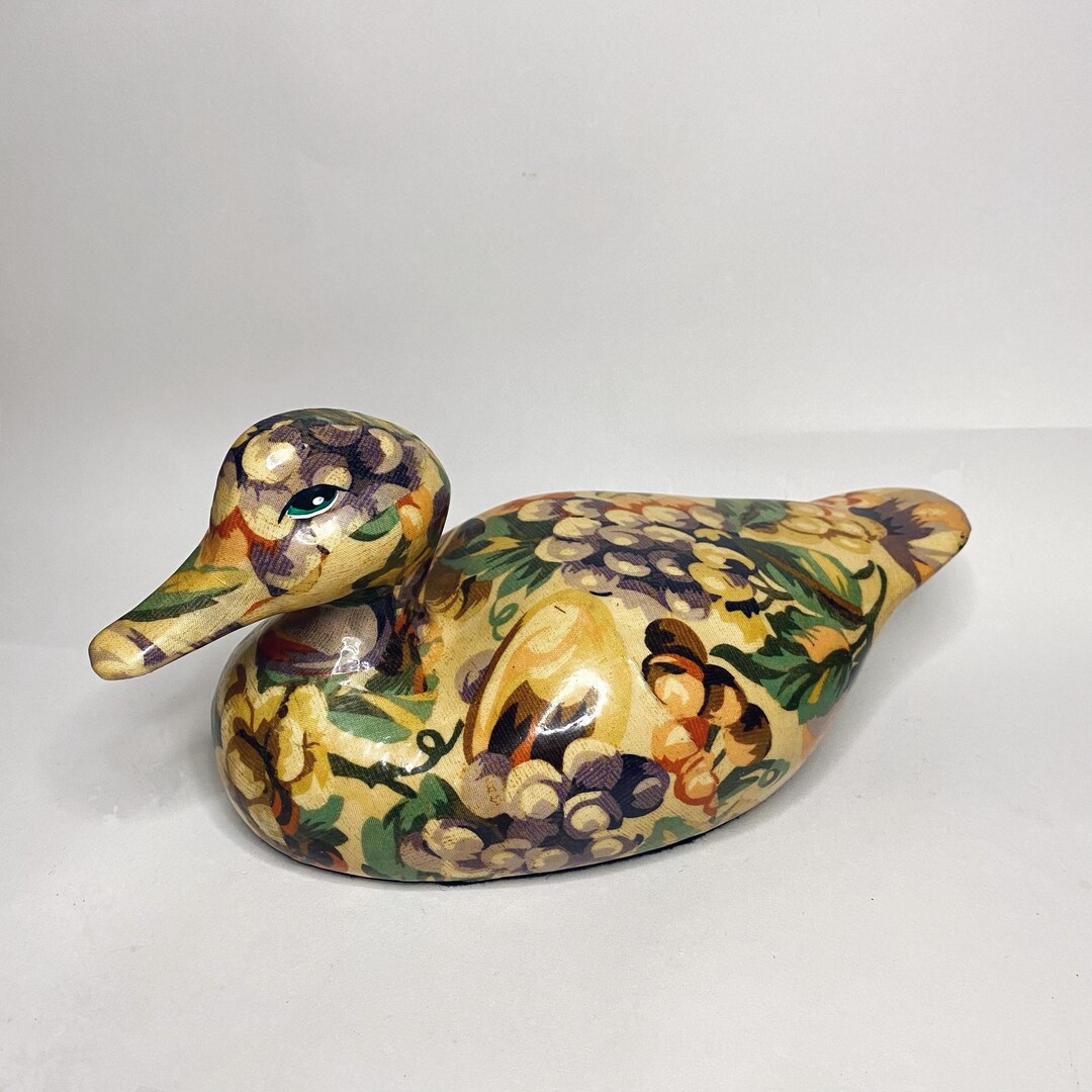 Vintage Decoupage Duck | Papier Mache Duck | Home Decor - Etsy