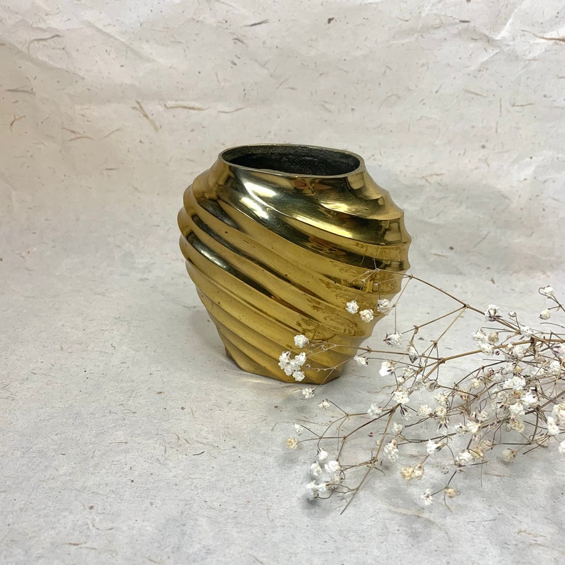 Vintage Brass Small Vase | Mini Flower Vase | Brass Textured Flower Pot ...